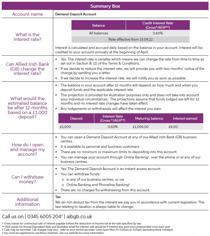 Savings and Deposits - Allied Irish Bank (GB)